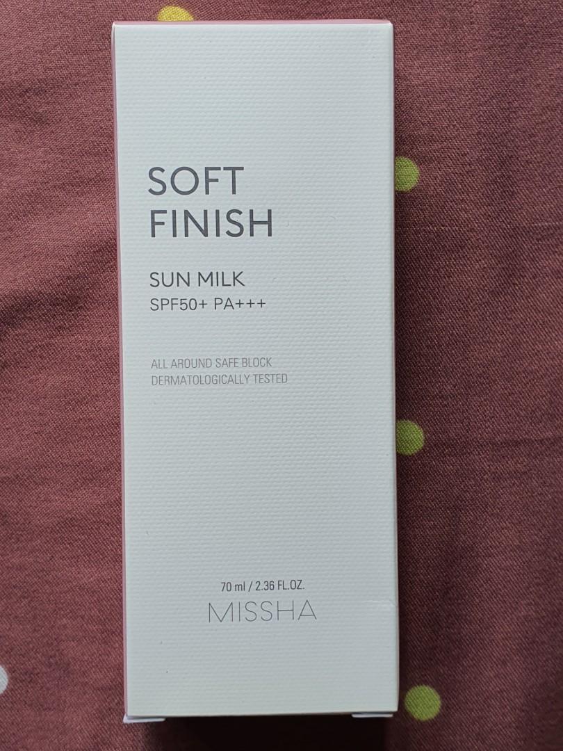 MISSHA Soft Finish Sun Milk SPF 50+ PA+++, Beauty & Personal Care, Face ...