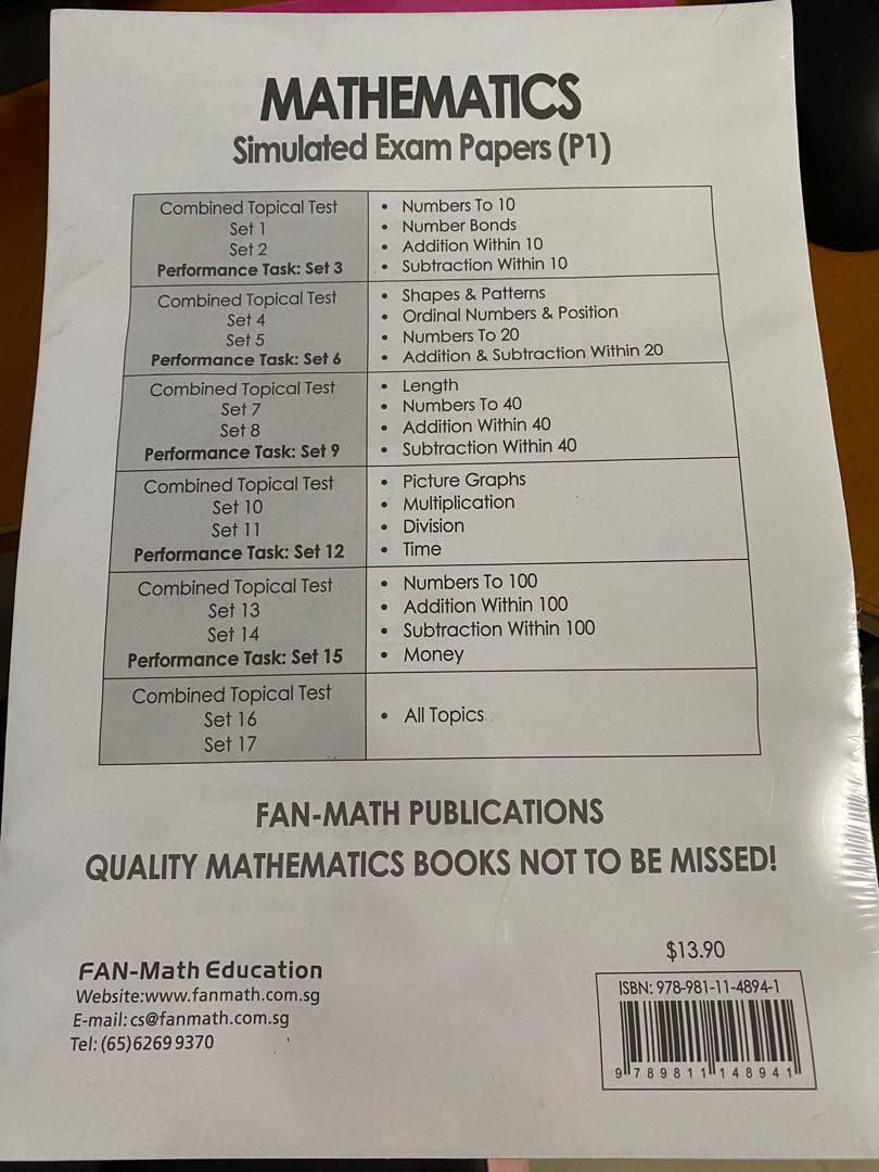 Primary 1 Math Simulated Exam Papers, Hobbies & Toys, Books & Magazines ...