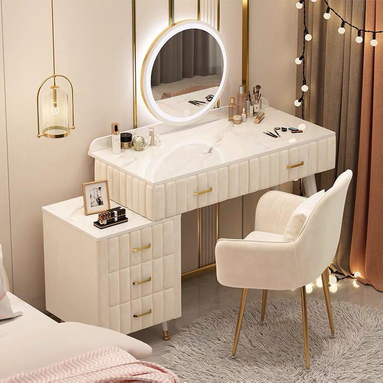 [READY STOCK] 100cm Dressing table with LED mirror, side cabinet & sofa ...