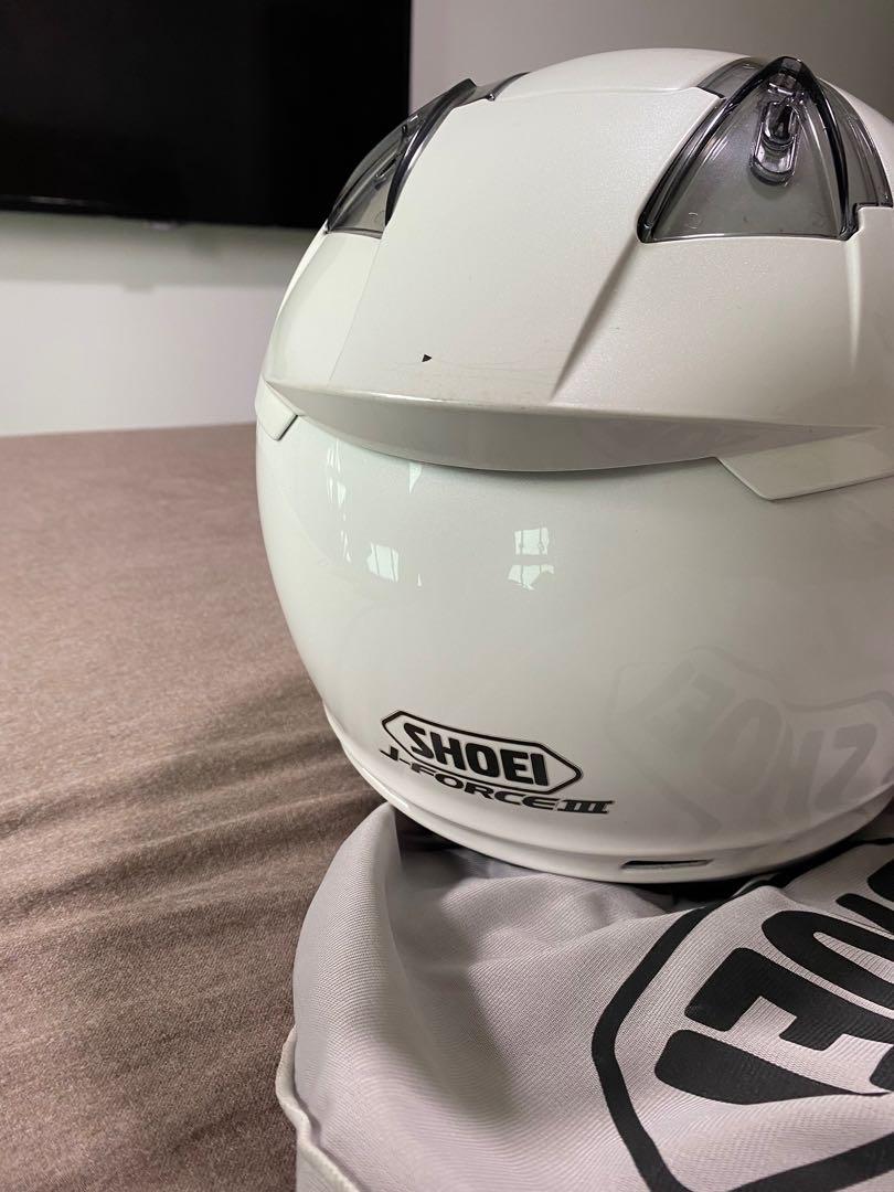 Shoei J force 3 helmet pearl white L, Motorcycles, Motorcycle Apparel ...