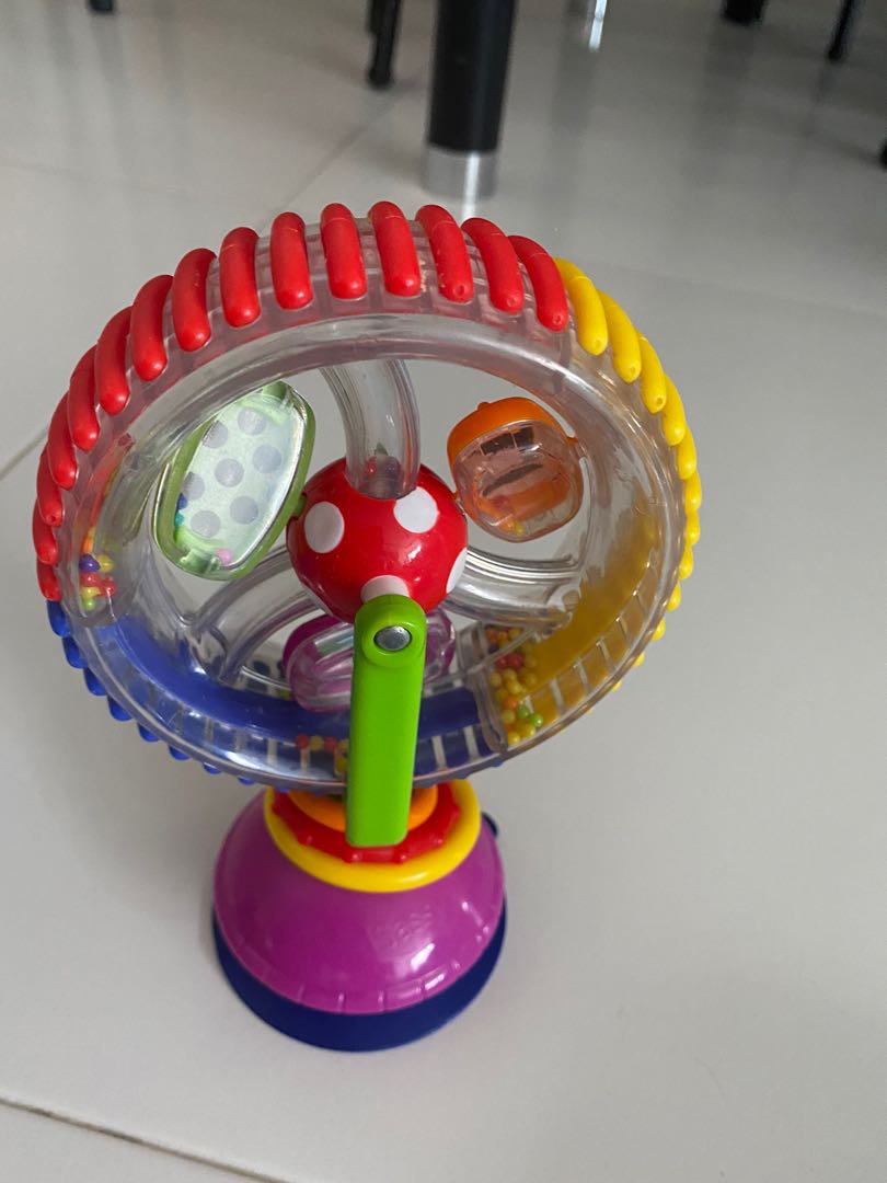 Tri-color Rotary wheel suction cup toy feeding baby windmill baby chair ...
