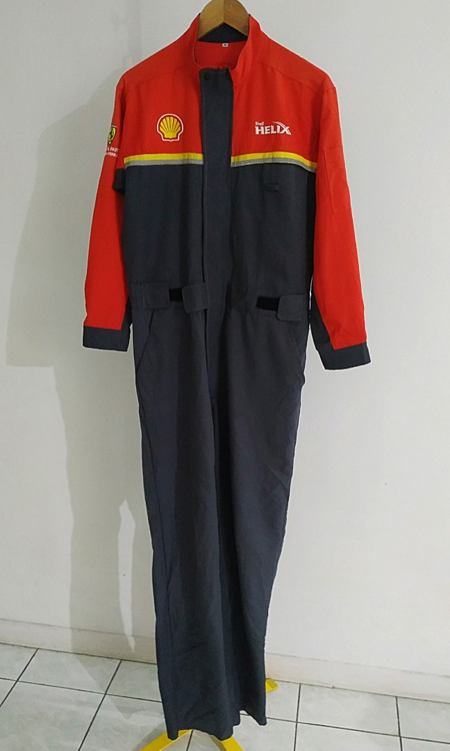 Vintage Ferrari F1 Racing Team X Shell Oil Long Sleeve Coverall, Men's ...