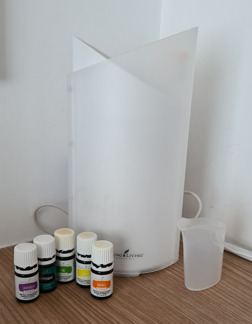 Young Living Bamboo Diffuser with 5x 5ml oils, Furniture & Home Living ...