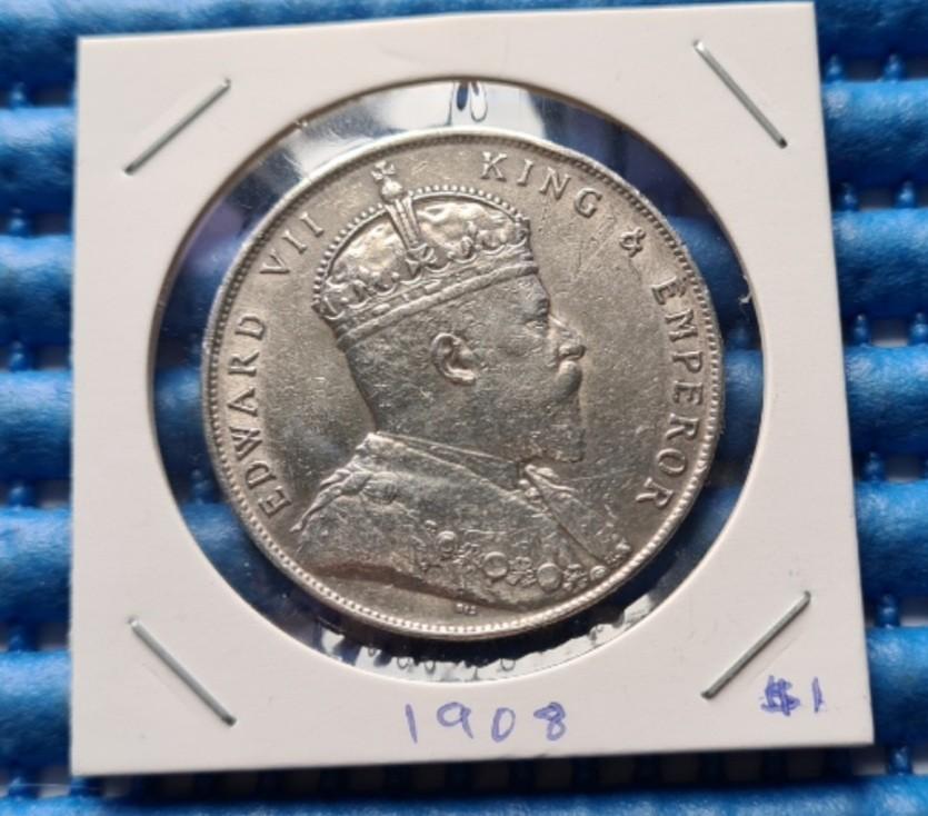 1908 Straits Settlements King Edward VII $1 One Dollar Silver Coin, Hobbies & Toys, Memorabilia ...