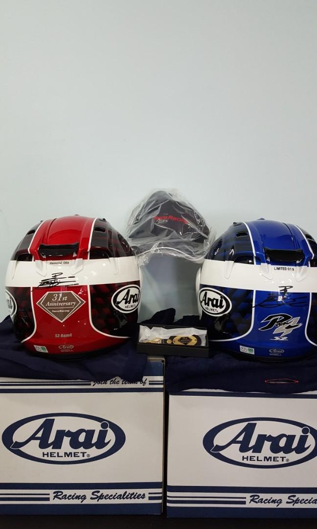 Arai Ram 4 Red & Blue, Motorcycles, Motorcycle Accessories on Carousell