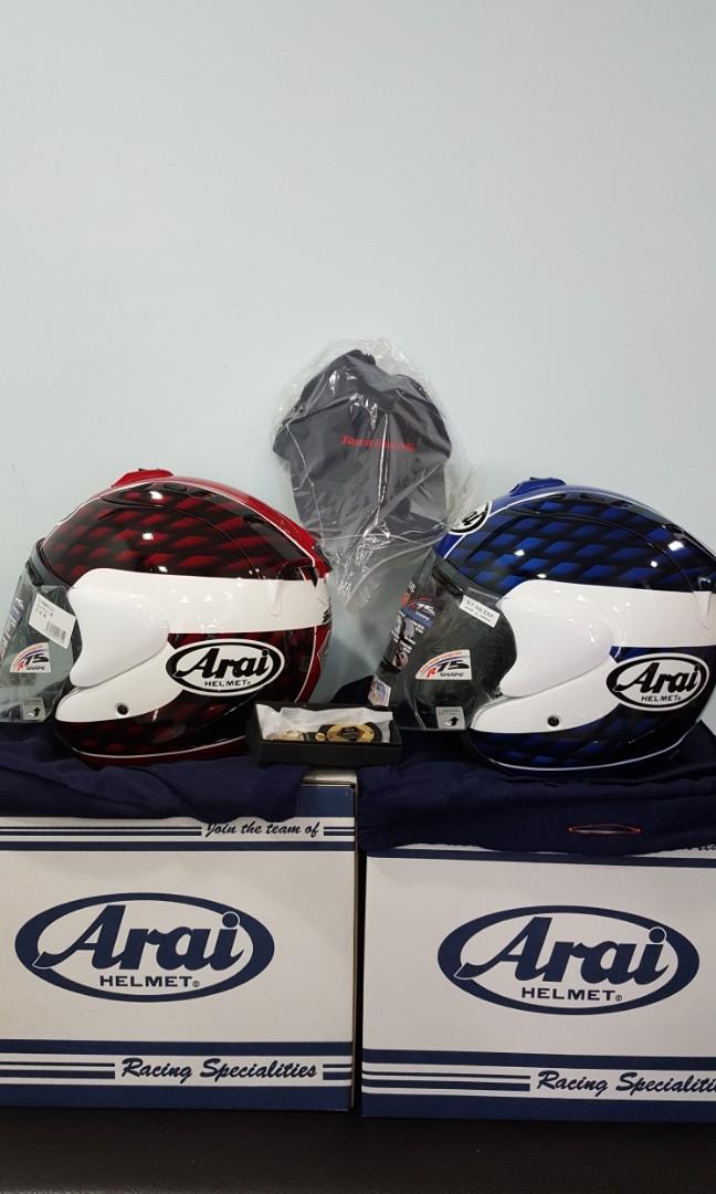 Arai Ram 4 Red & Blue, Motorcycles, Motorcycle Accessories on Carousell