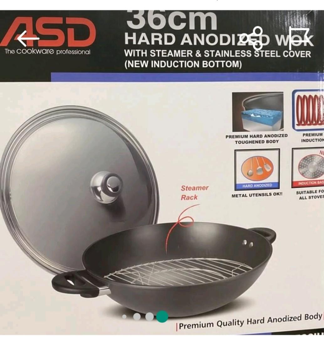 ASD Hard Anodised Wok, Furniture & Home Living, Kitchenware & Tableware ...