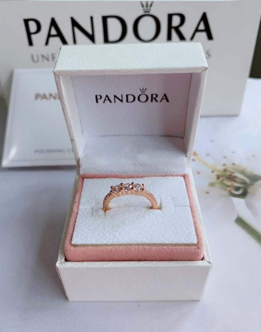 ‼️BAGSAK PRESYO‼️AUTHENTIC PANDORA THREE STONE ROSEGOLD RING‼️, Women's ...