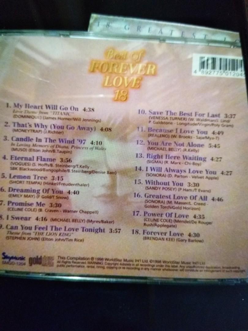 Best of FOREVER LOVE 18 CD 24Bit 金碟 雜錦, 興趣及遊戲, 音樂、樂器 & 配件, 音樂與媒體 - CD 及 ...