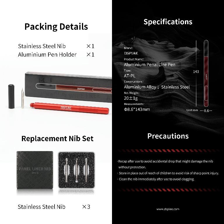 [30th Nov 2023] DSPIAE Aluminum Panel Line Pen and Replacement nib ...
