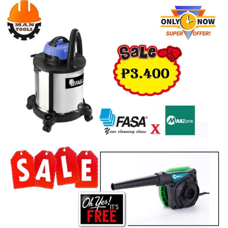 FASA Wet and Dry Vacuum Cleaner (FVC 20 XT)/ FREE MAILTANK Electric Blower 680W SH22, Commercial ...