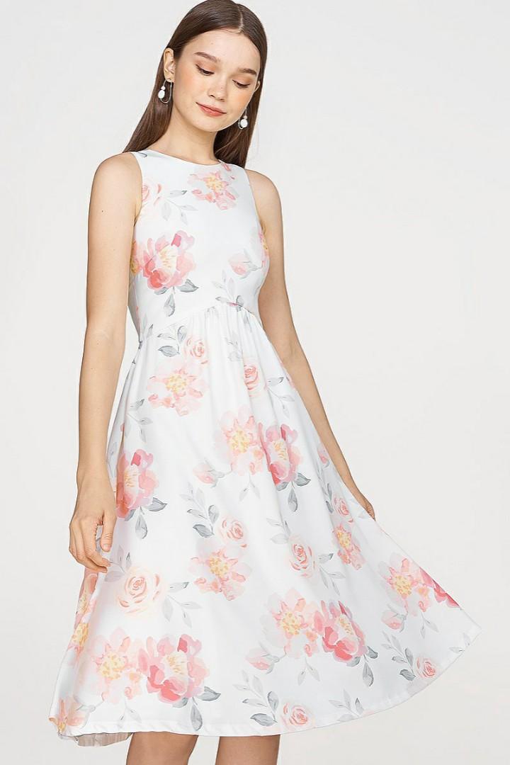 Fayth jardin Tea Rose dress, fashion lab skater dress pink prints ...