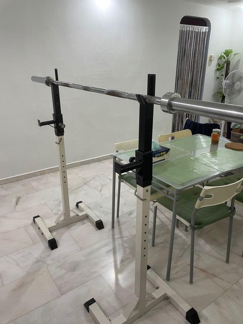 Full Set: Barbell + Weights + Squat Rack, Sports Equipment, Exercise ...