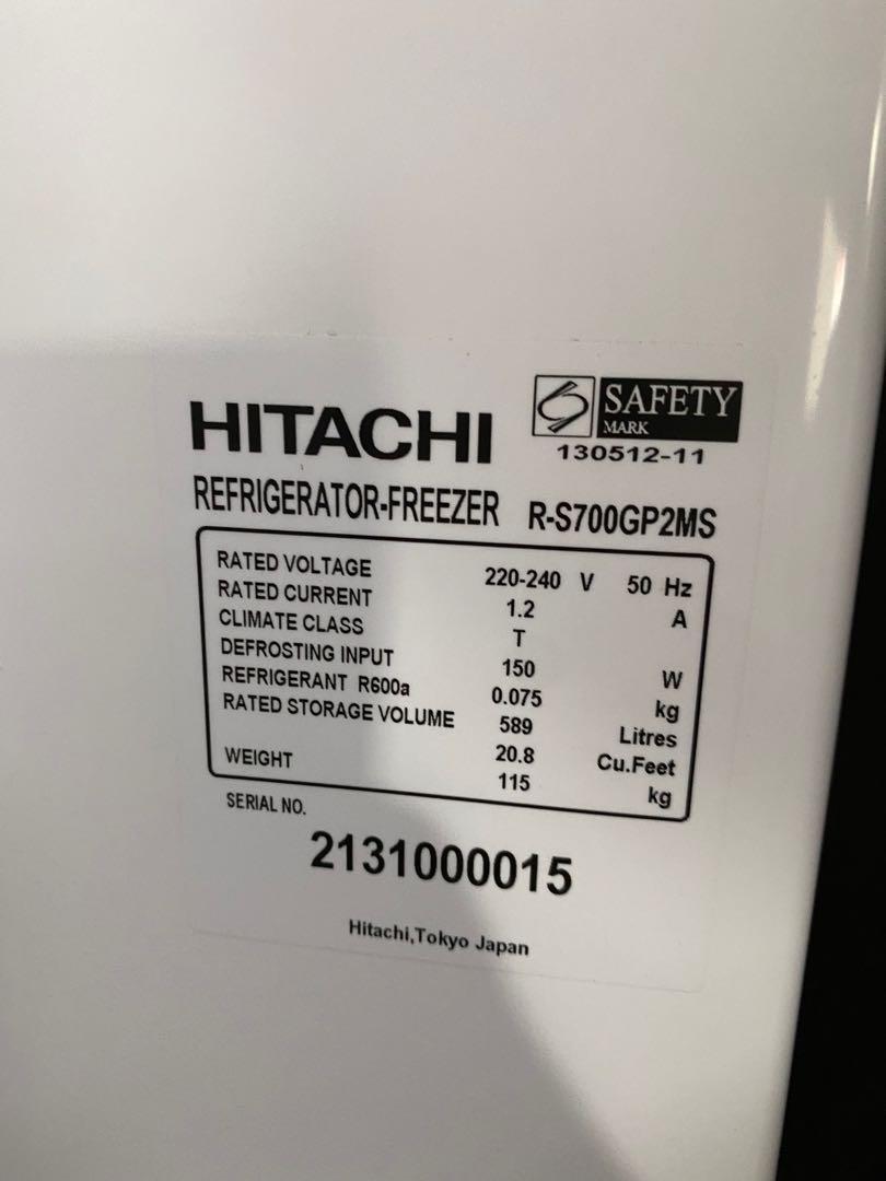 Hitachi Side by Side Glass Door Water Dispenser Inverter Fridge, 589L ...