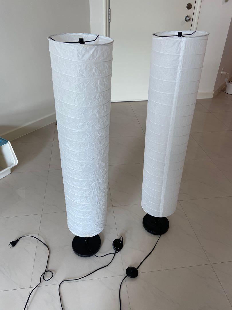 ikea white HOLMO Floor lamp, pair of paper lamps, Furniture & Home ...