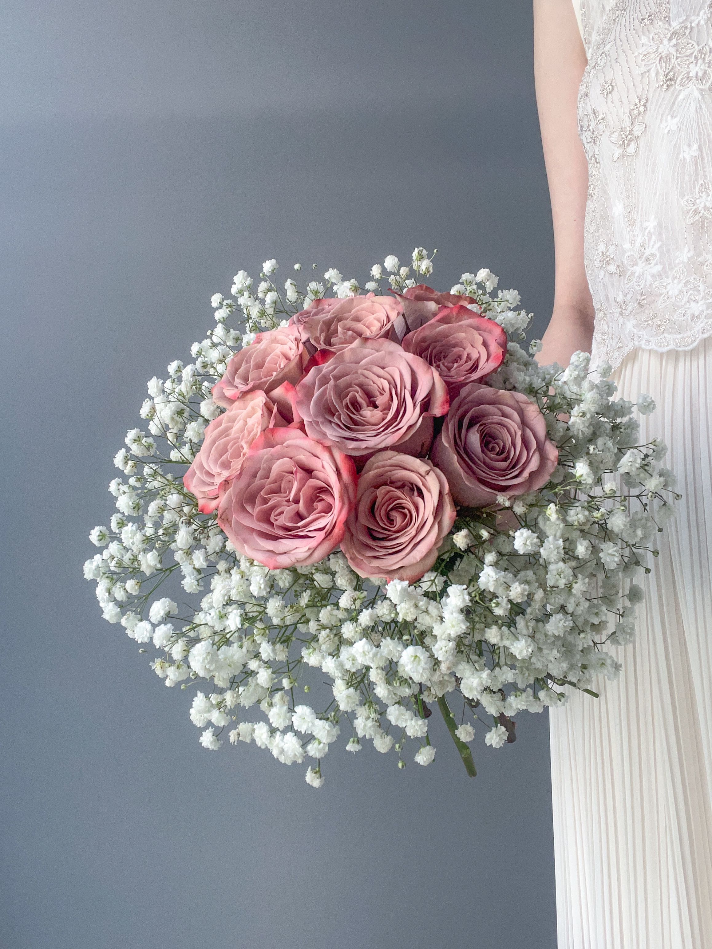 Cappuccino rose with baby's breath bridal bouquet | Wedding | Bride | Bridesmaid | ROM ...