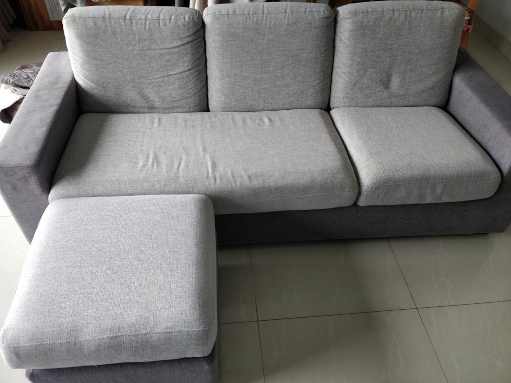 L sharp Fabric Sofa, Furniture & Home Living, Furniture, Sofas on Carousell