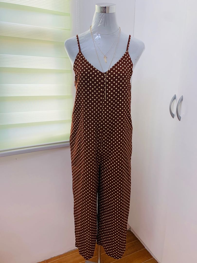 Polka Jumpsuit in rust color, Women's Fashion, Dresses & Sets ...