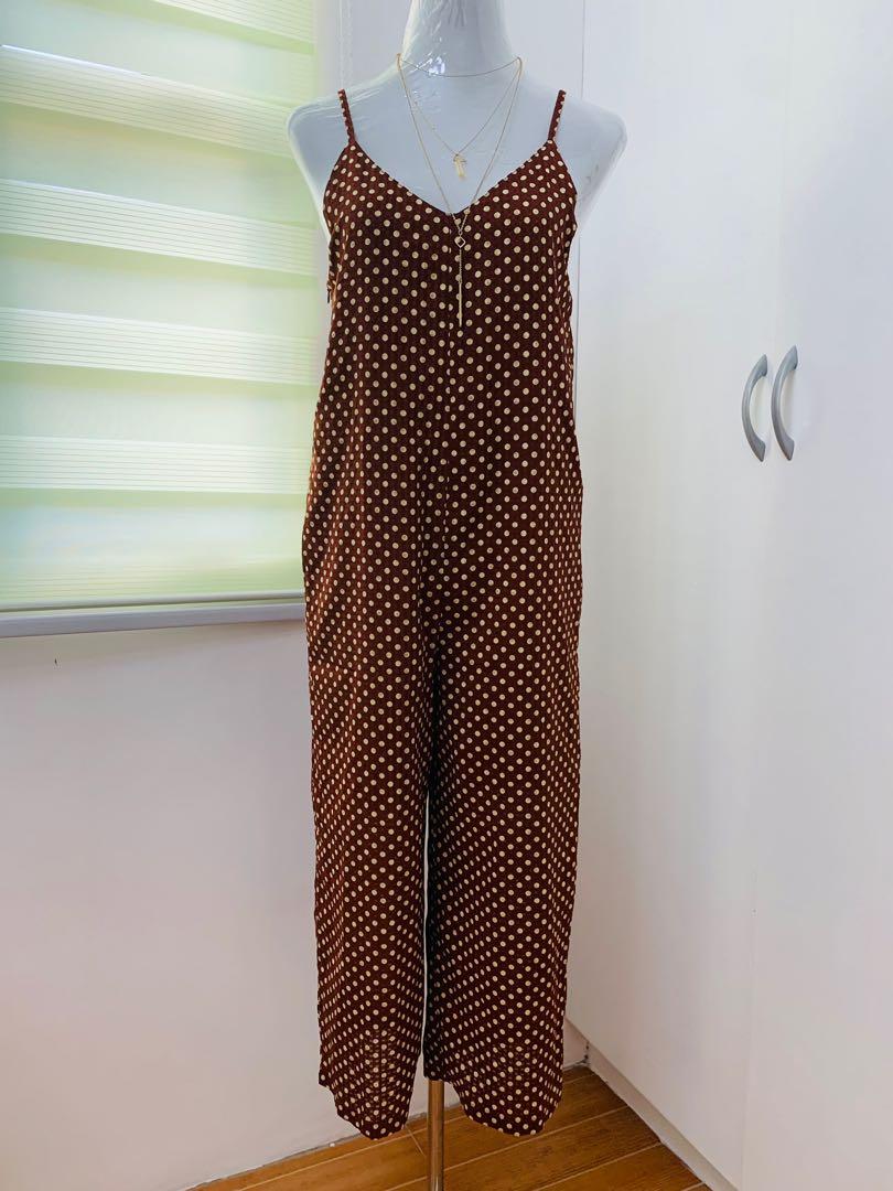 Polka Jumpsuit in rust color, Women's Fashion, Dresses & Sets ...