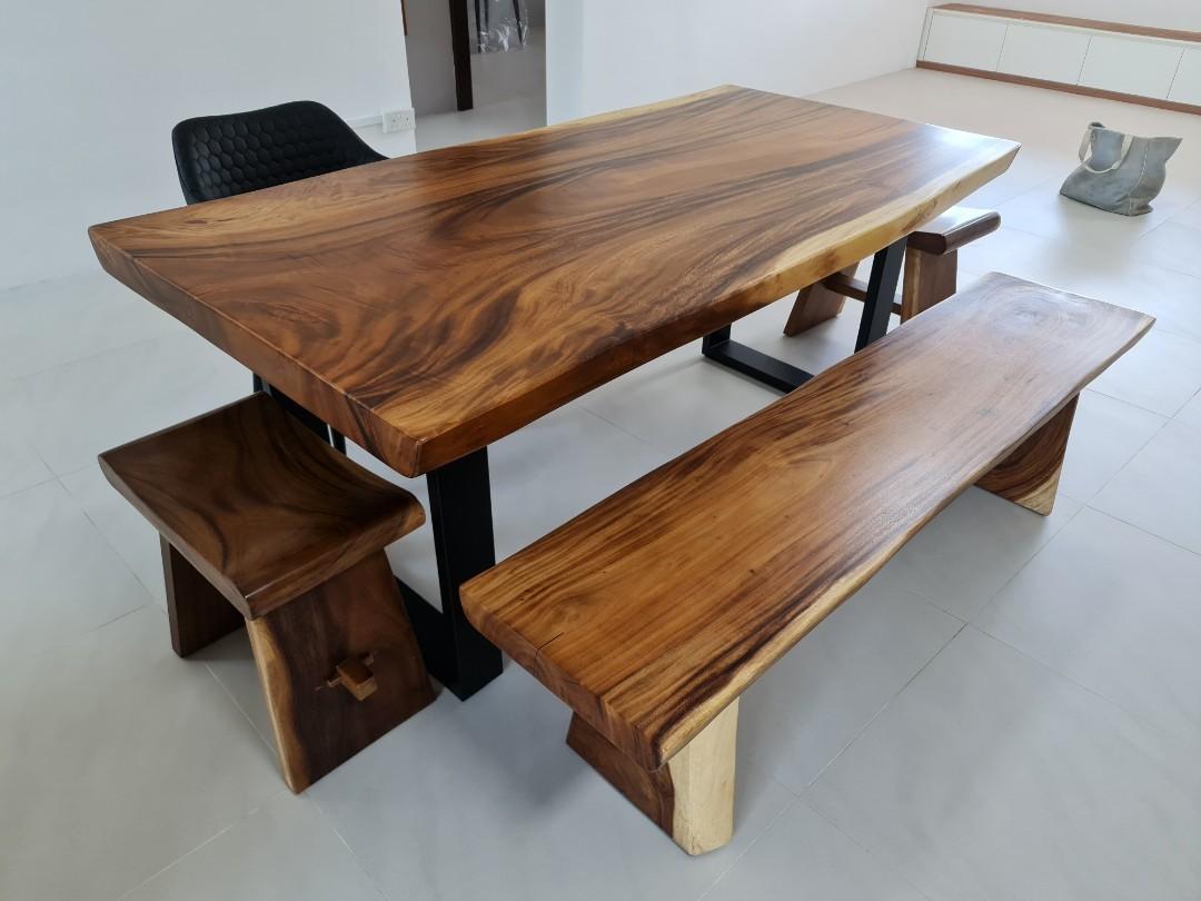 Suar wood dining table, Furniture & Home Living, Furniture, Tables ...