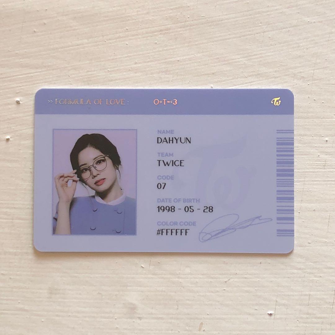 TWICE Formula Of Love Dahyun ID Card Photocard, Hobbies & Toys ...