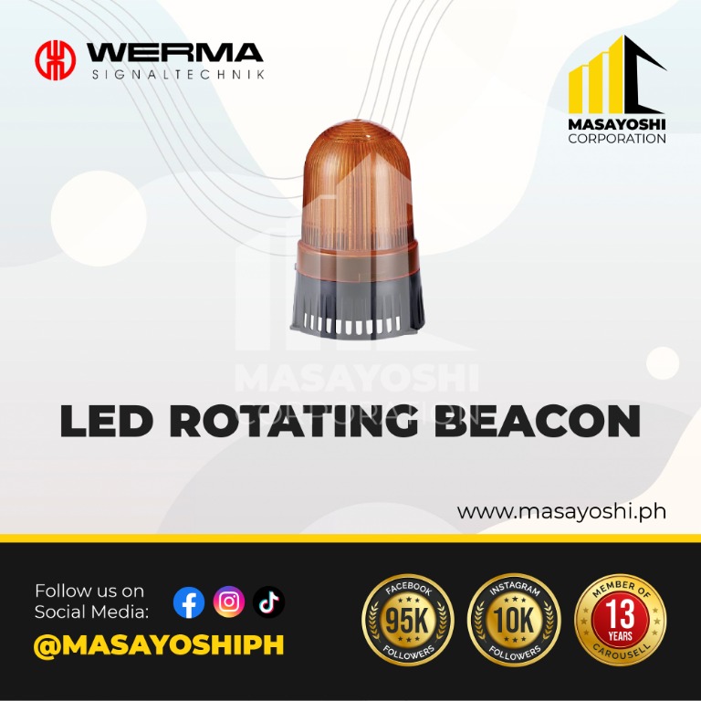 Werma Signal LED Rotating Beacon YELLOW 230VAC | Model# 809.330.68 ...