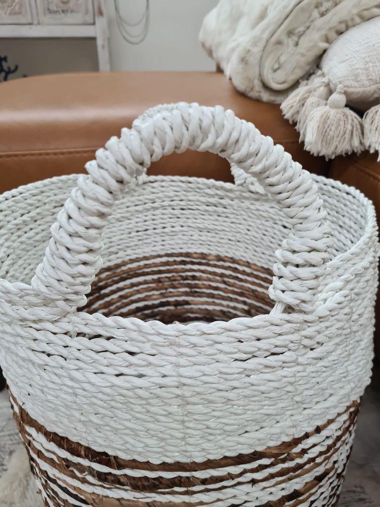 White Rattan Basket, Furniture & Home Living, Home Improvement ...