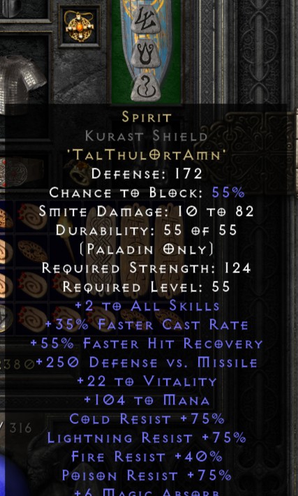 35 FCR 40 All Res Spirit Kurast Shield | Diablo 2 Resurrected | D2R ...