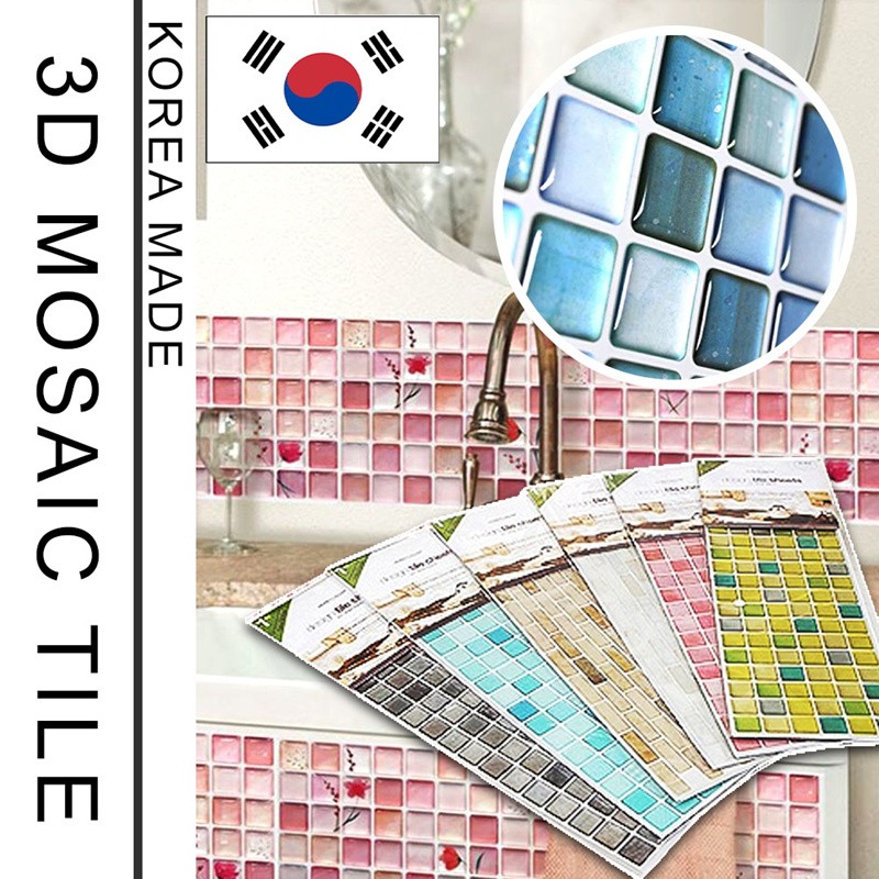 3D KOREAN MOSAIC TILE WALLPAPER, Furniture & Home Living, Bathroom ...