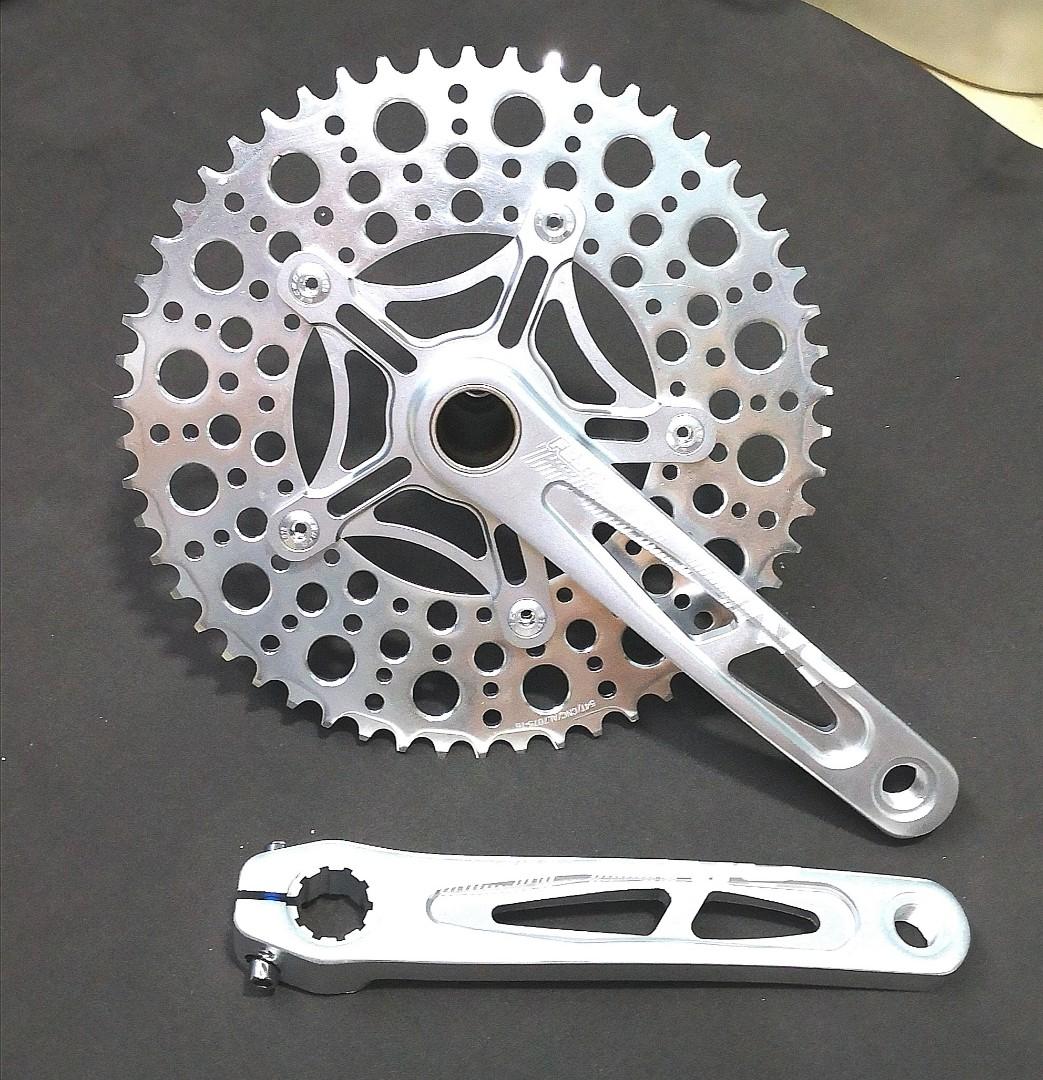 56T 54T silver HollowTech crankset 130BCD 24mm spindle 170mm arm length ...