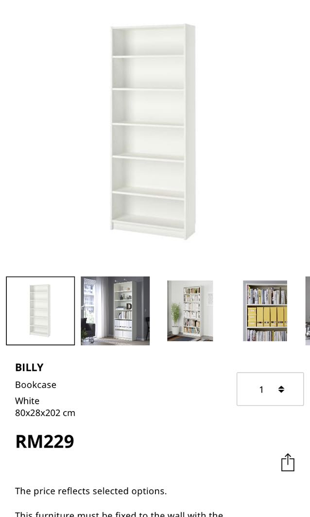 Billy bookcase 80cm x 28cm x 202cm, Furniture & Home Living, Furniture ...