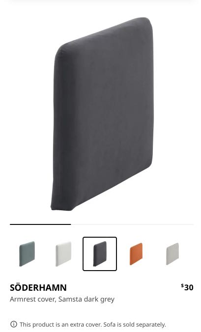BNIB soderhamn ikea grey cover for arm rest only, Furniture & Home ...