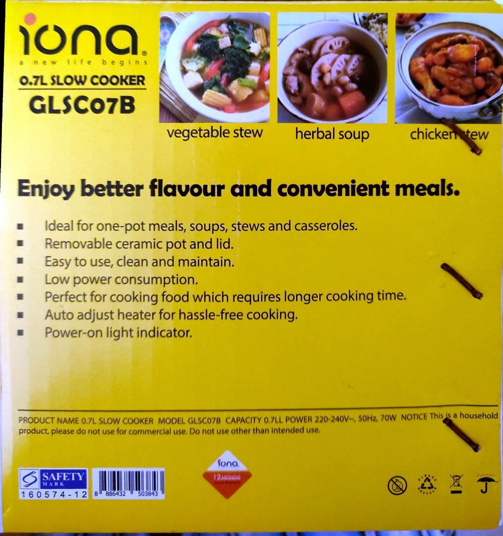 Brand new Iona slow cooker (0.7L), TV & Home Appliances, Kitchen ...