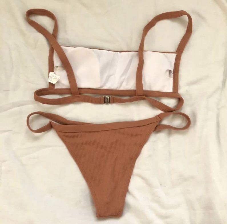 Brown square top bikini swimsuit, Women's Fashion, Swimwear, Bikinis ...