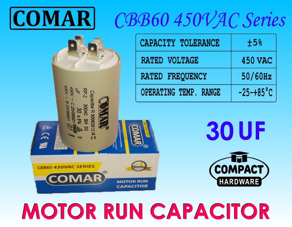 Comar Capacitor / Running & Starting Capacitor 30uf, 60uf, 300uf 400uf ...
