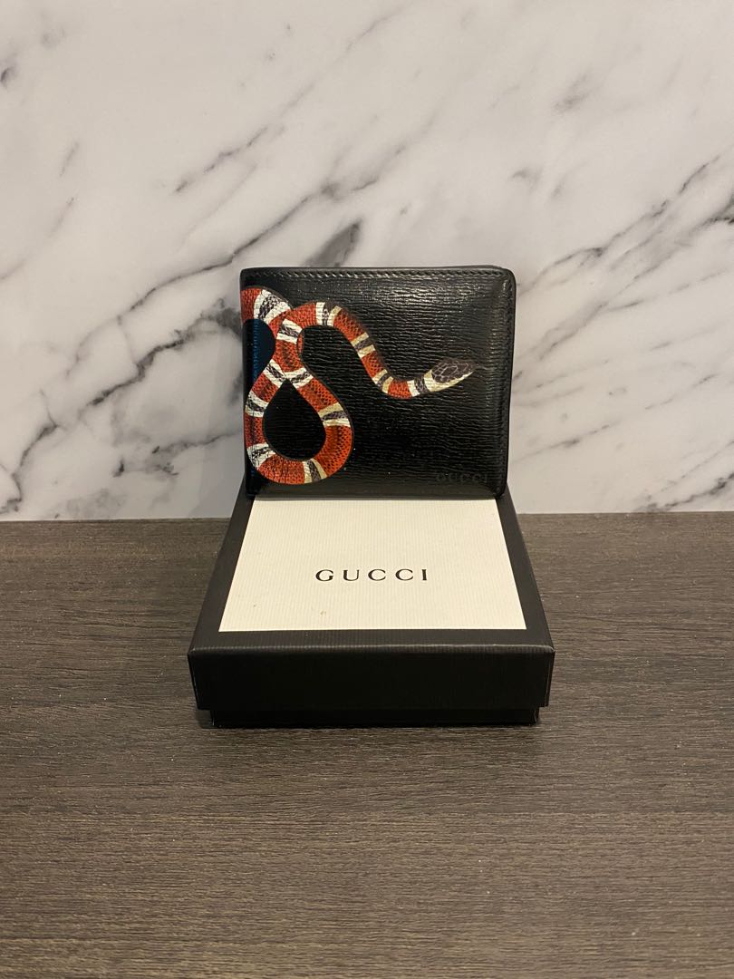 Gucci King snake leather bi-fold wallet, Men's Fashion, Watches ...