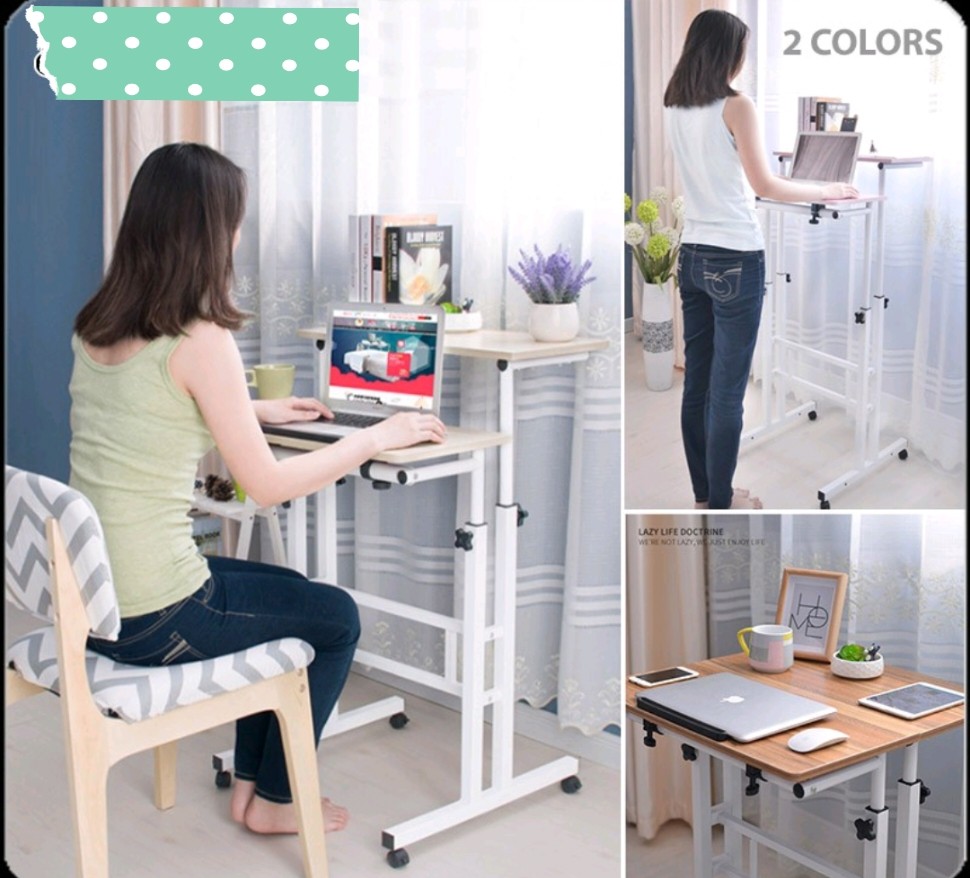 Moveable Computer Table Adjustable Height Standing Desk Study Desk ...