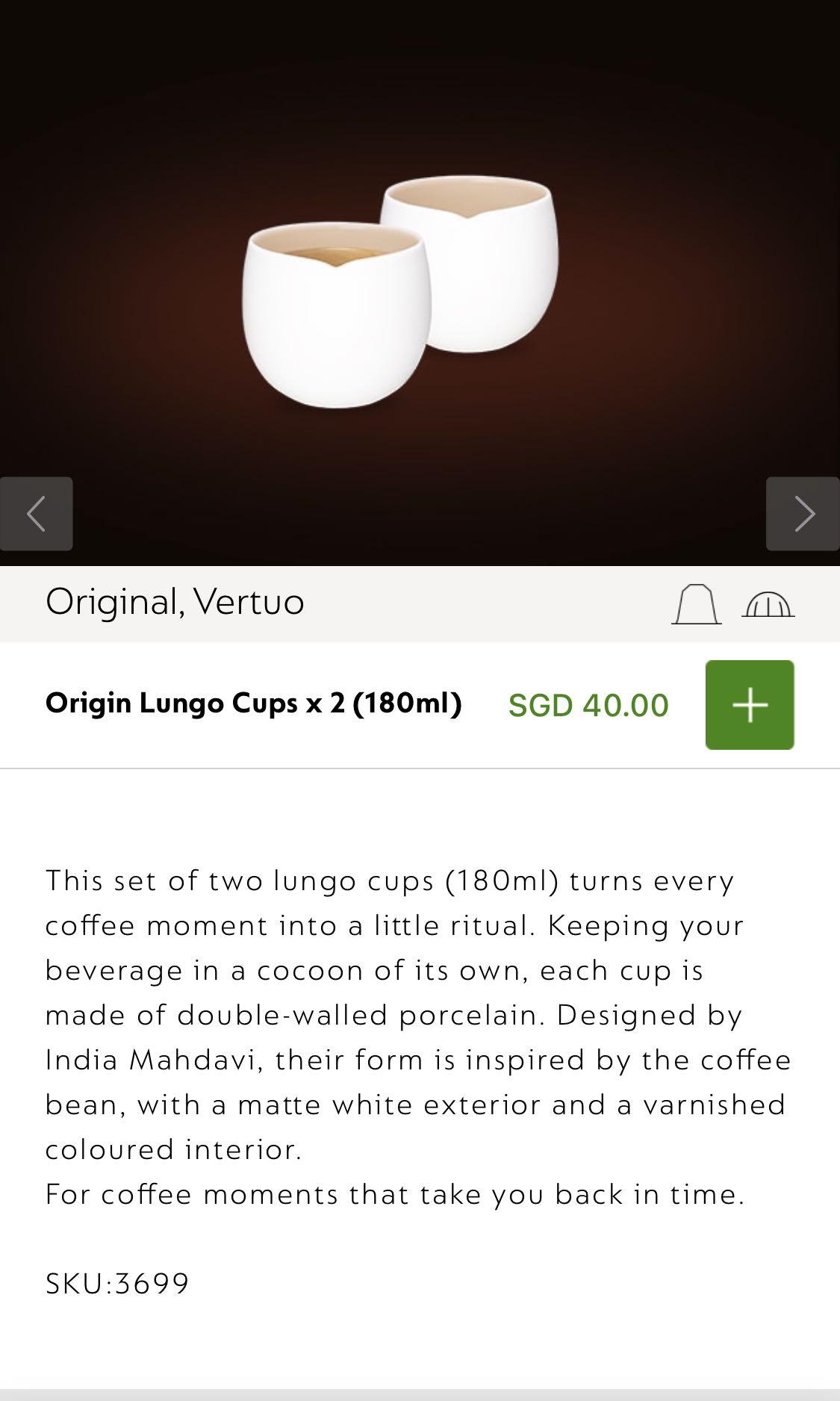 Nespresso Lungo Cups x2, Furniture & Home Living, Kitchenware & Tableware, Coffee & Tea ...