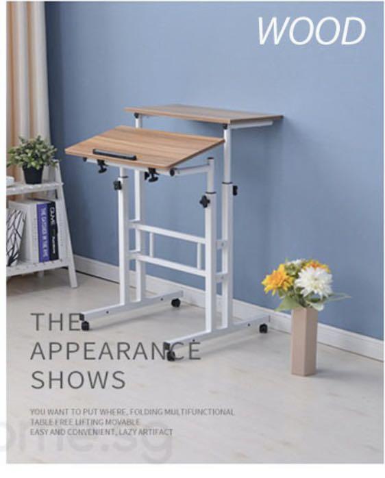 Office table standing movable table, Furniture & Home Living, Furniture ...
