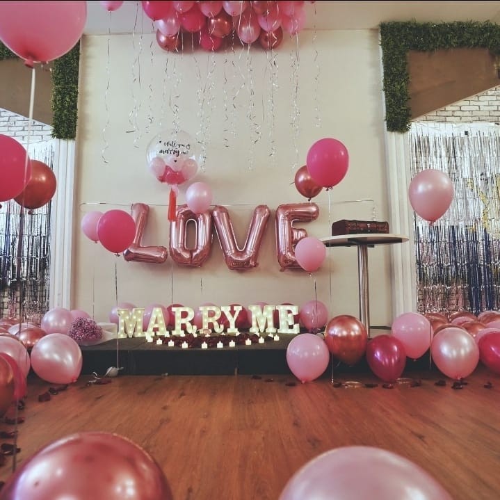 Proposal decoration, marry me set up, helium balloons, helium balloon ...