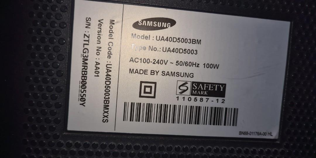 Samsung 40" LED TV UA40D5003BM, TV & Home Appliances, TV ...