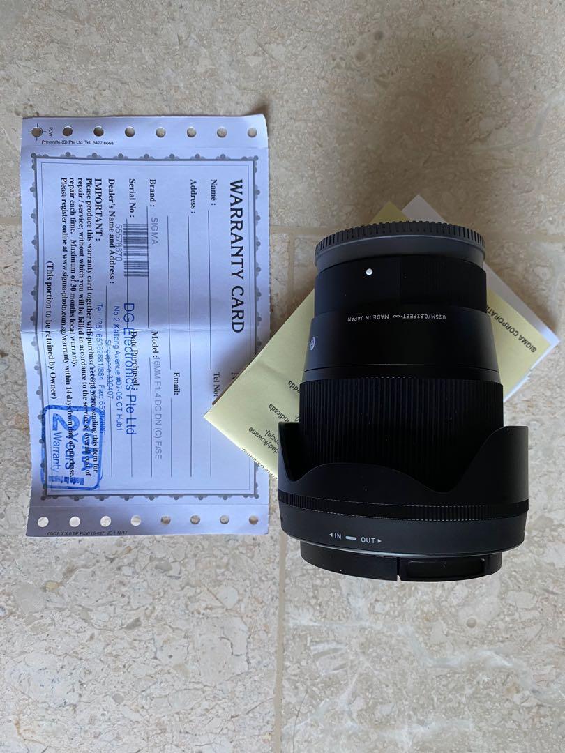 Sigma 16MM F1.4 DC DN (SONY APSC), Photography, Lens & Kits on Carousell