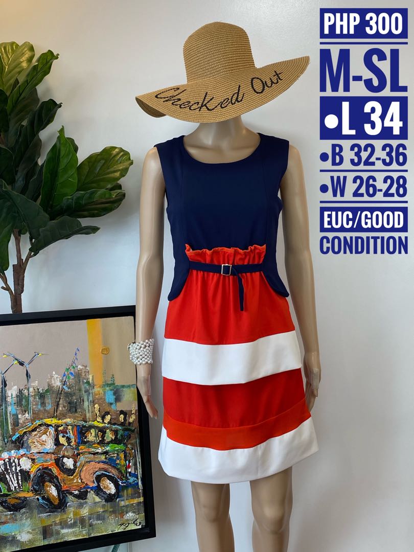 VINTAGE STYLE TRI COLOR SEMI MINI DRESS, Women's Fashion, Dresses ...