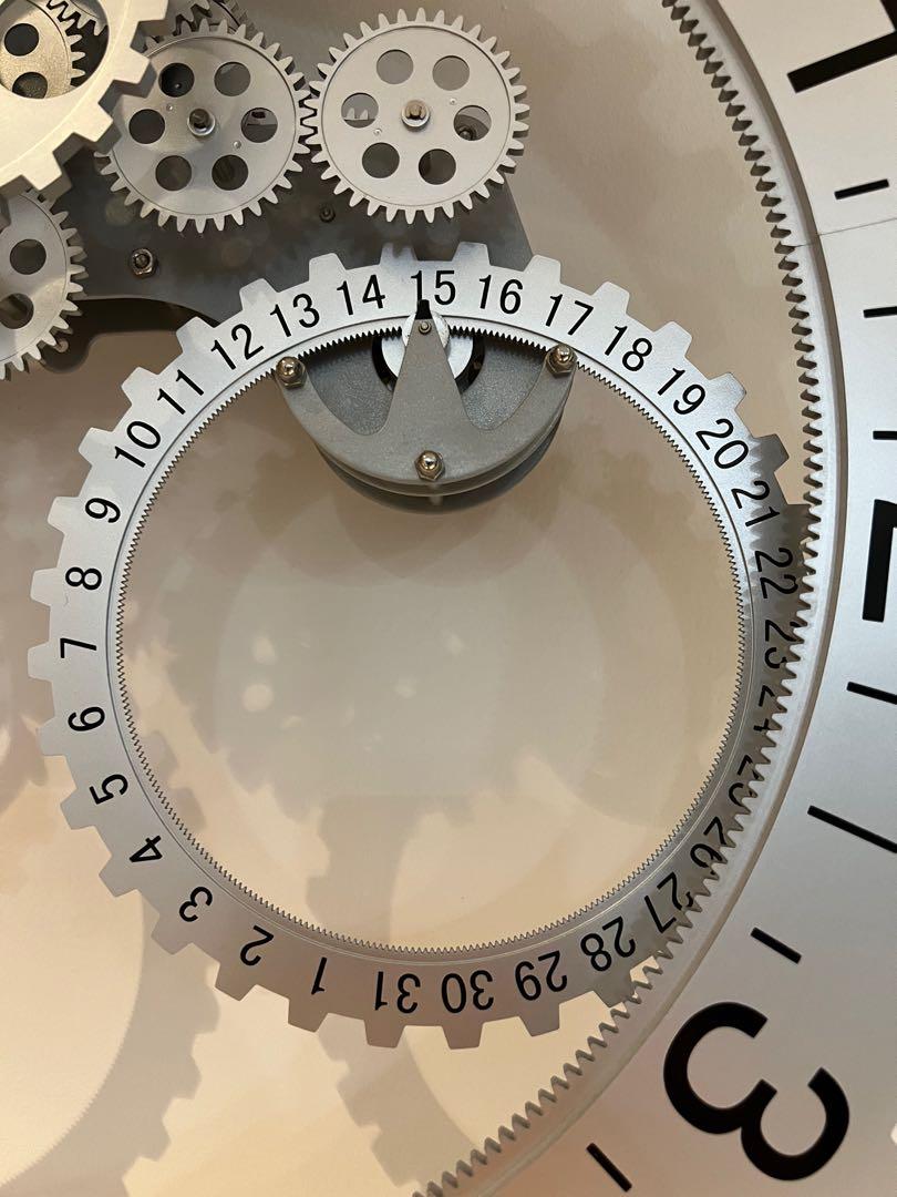 Wall clock gear system showing month and date, Furniture & Home Living ...