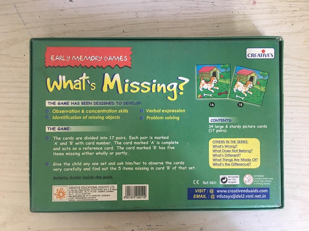 What's Missing? Game, Hobbies & Toys, Toys & Games on Carousell