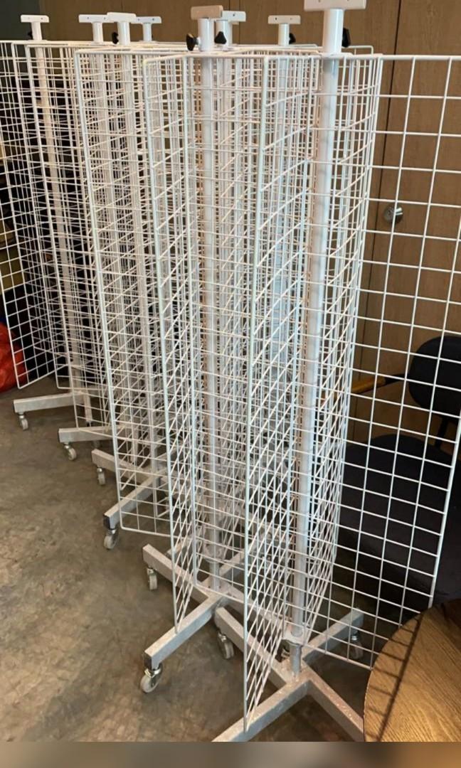 Wire Mesh Grid Display Rack Spinner 4 Wheels, Furniture & Home Living ...