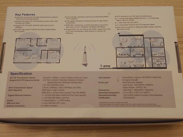 Wirelessys AC1200 4G LTE Mesh Router, 台灣牌子，台灣製造。, 電腦＆科技, 電腦周邊及配件, Wifi及 ...