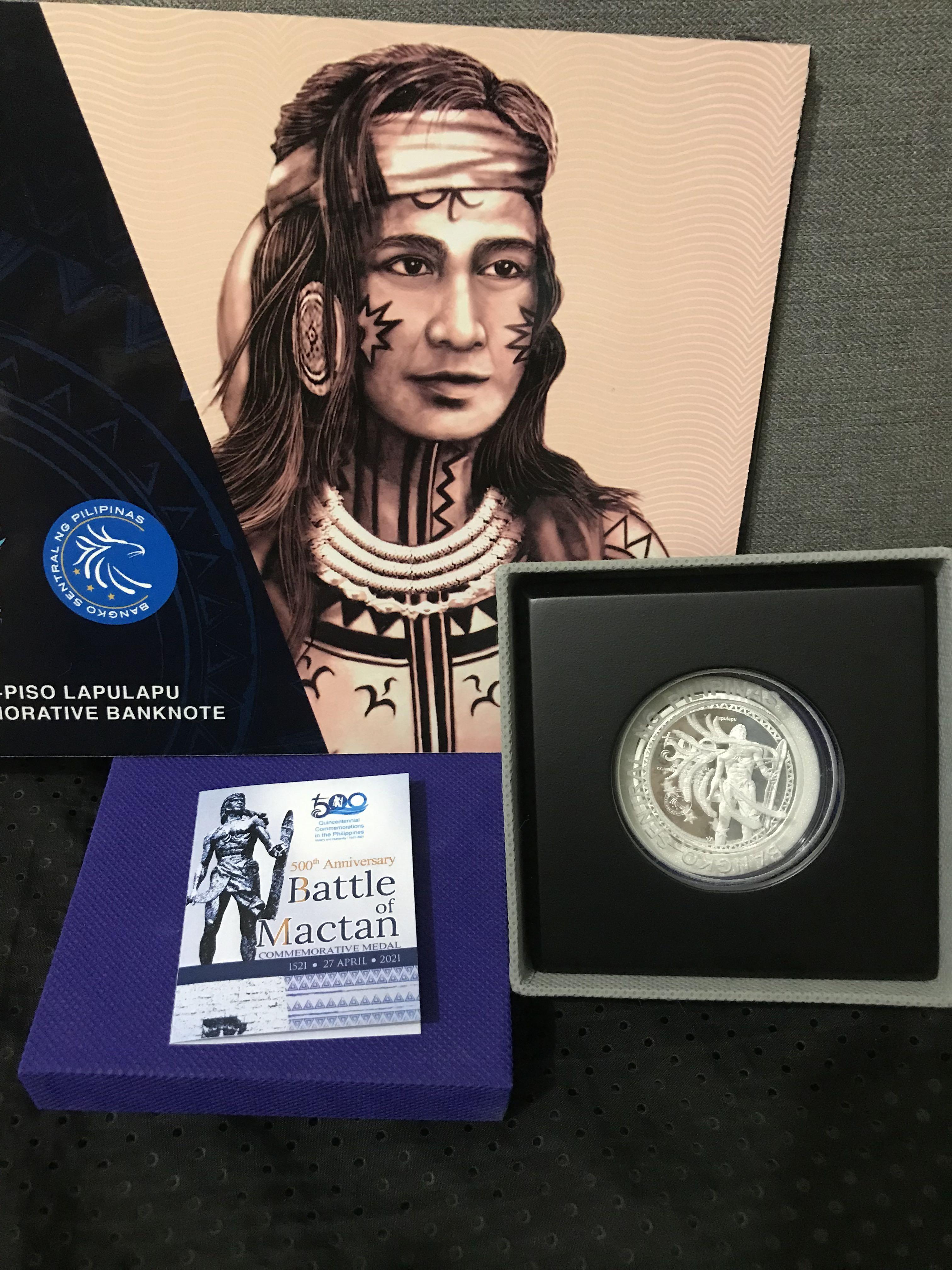 5000-piso Lapulapu commemorative Banknote Silver Medal set, Hobbies ...