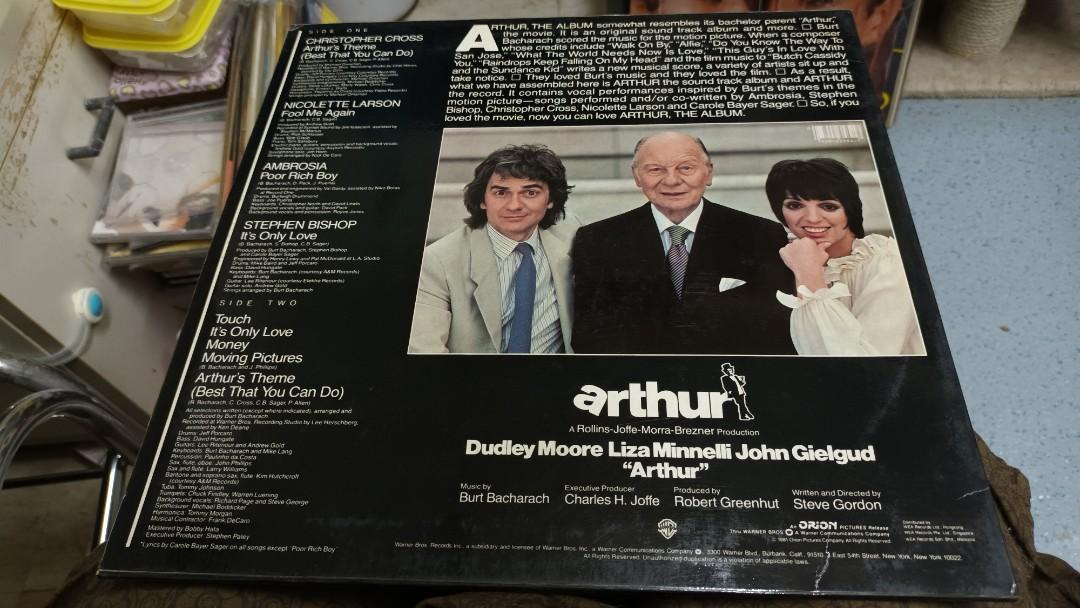 美版 ARTHUR THE ALBUM 舊版 黑膠 LP FEAT. CHRISTOPHER CROSS / BURT BACHARACH ...