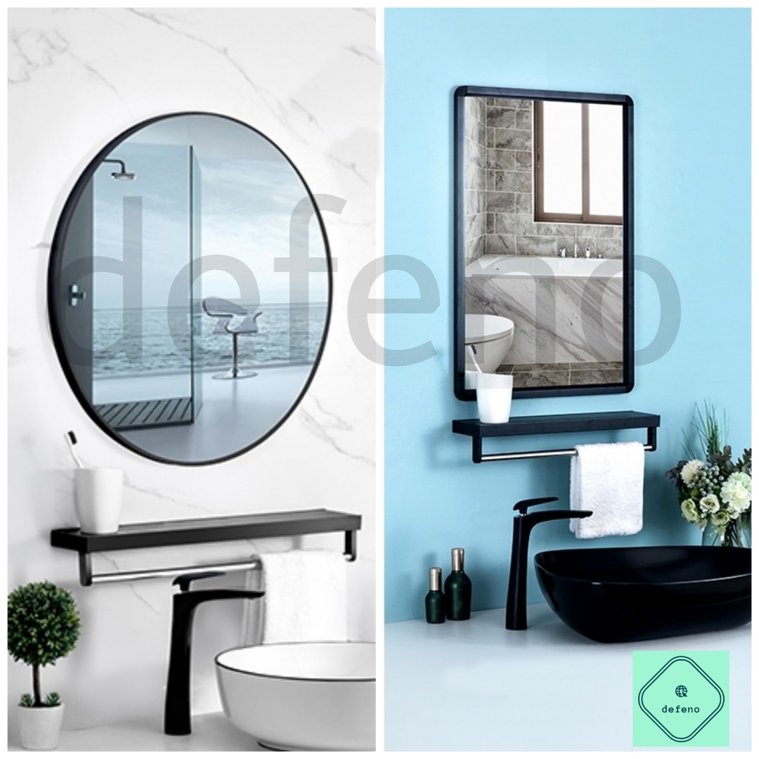 Bathroom mirror toilet mirror wall mirror nordic mirror with rack ...
